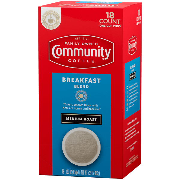 Community® Coffee Breakfast Blend Medium Roast One-Cup Pod 8.5 g 18 ct Box